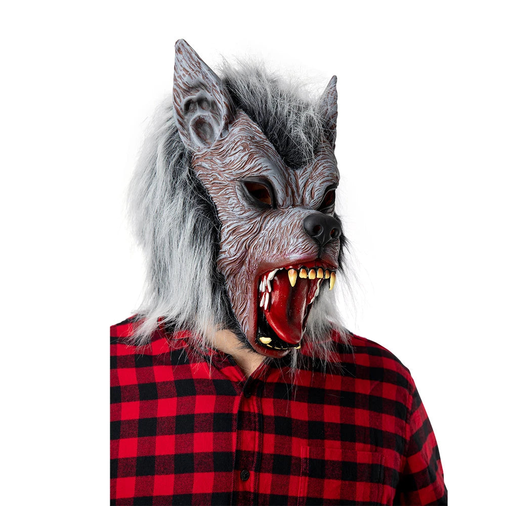 Rubber Wolf Half Mask (Grey) - The Ultimate Balloon And Party Shop