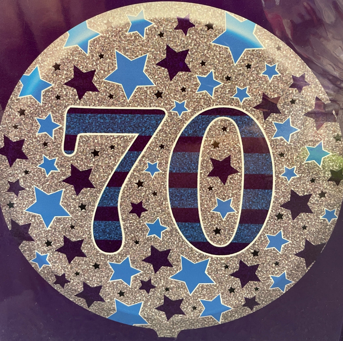 18" Foil Age 70 Birthday Balloon - Blue & Silver stars — The Ultimate ...