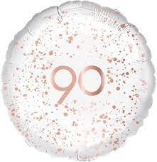 18" Foil Age 90 Rose Gold Dots Balloon — The Ultimate Balloon And Party ...